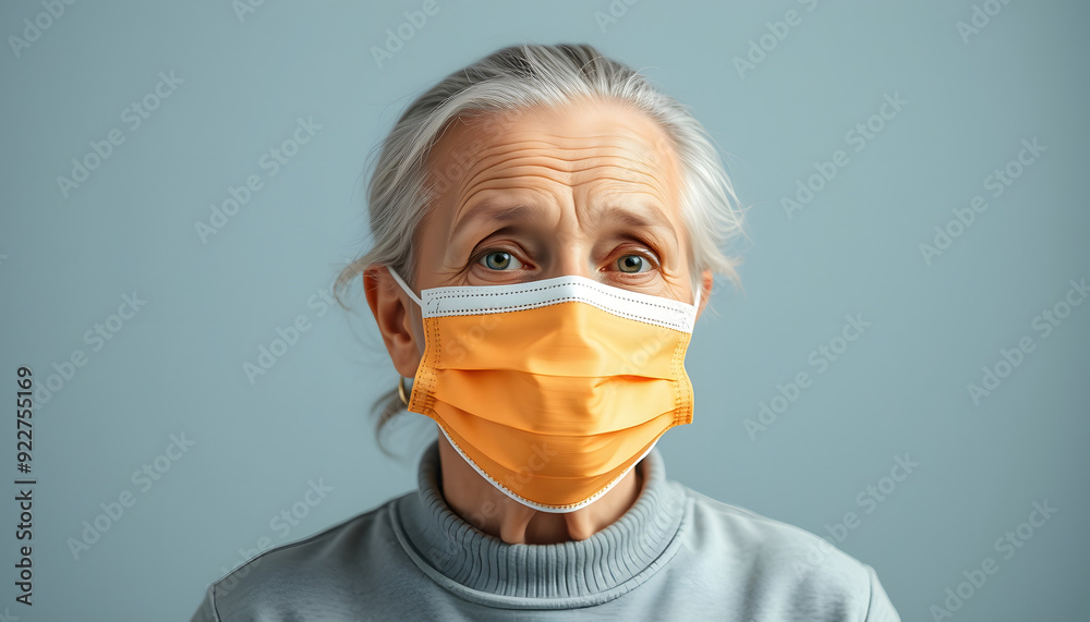 Elderly mask tan line png woman mockup for Covid-19 campaign isolated ...