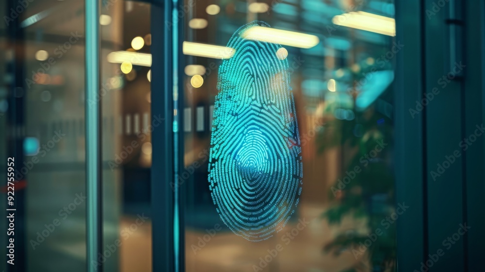 Biometric Fingerprint Scanner Mounted on a Glass Office Door ...