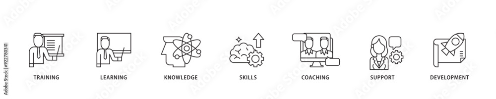 Capacity building icon sett lineal illustration concept with icon of ...