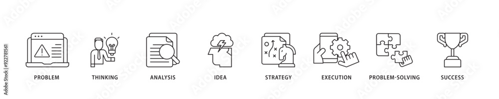 Solution icon sett lineal illustration concept with icon of problem ...