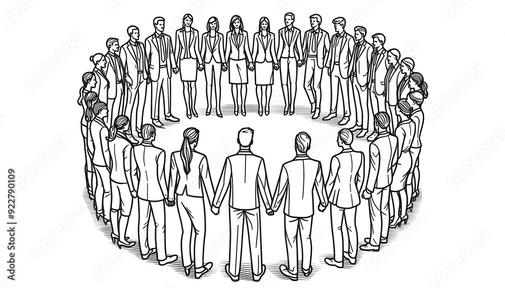 Continuous Single Line Drawing Of Team of Professionals working ...