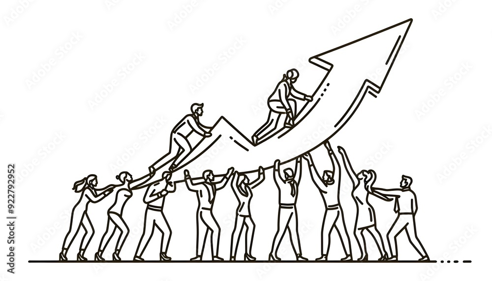 Continuous Single Line Drawing Of Team of Professionals working ...