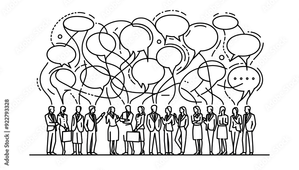 Continuous Single Line Drawing Of Team of Professionals working ...