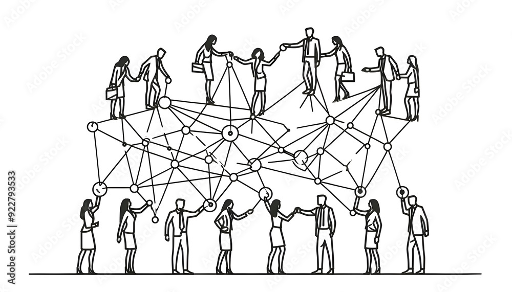 Continuous Single Line Drawing Of Team of Professionals working ...