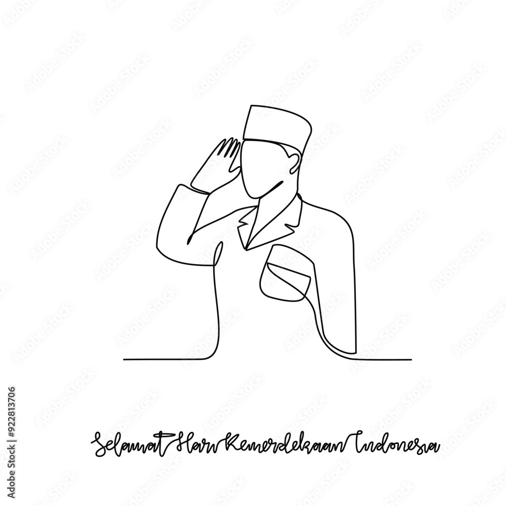 One continuous line drawing of Indonesia independence day on August ...
