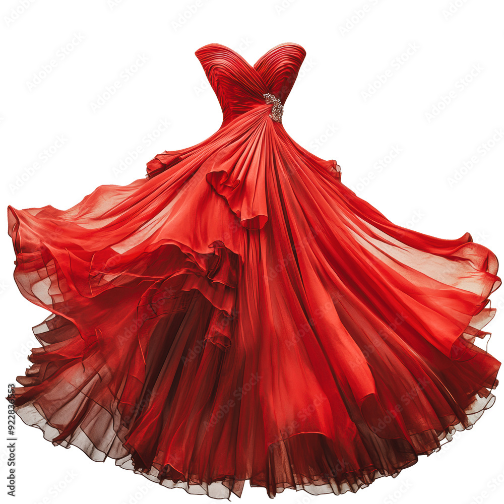PNG Elegant red gown with flowing fabric Stock Illustration | Adobe Stock
