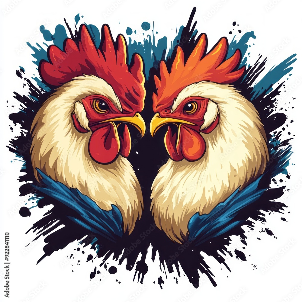 vector chicken fighting logo " ai generator " Stock Illustration ...