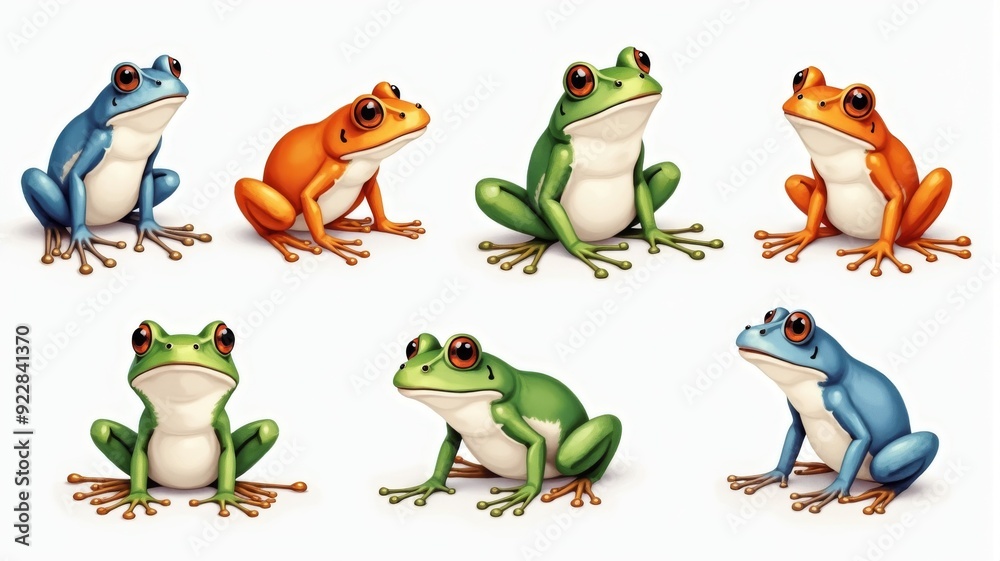 Colorful Frog Illustrations Collection - Cute Frog Characters in ...