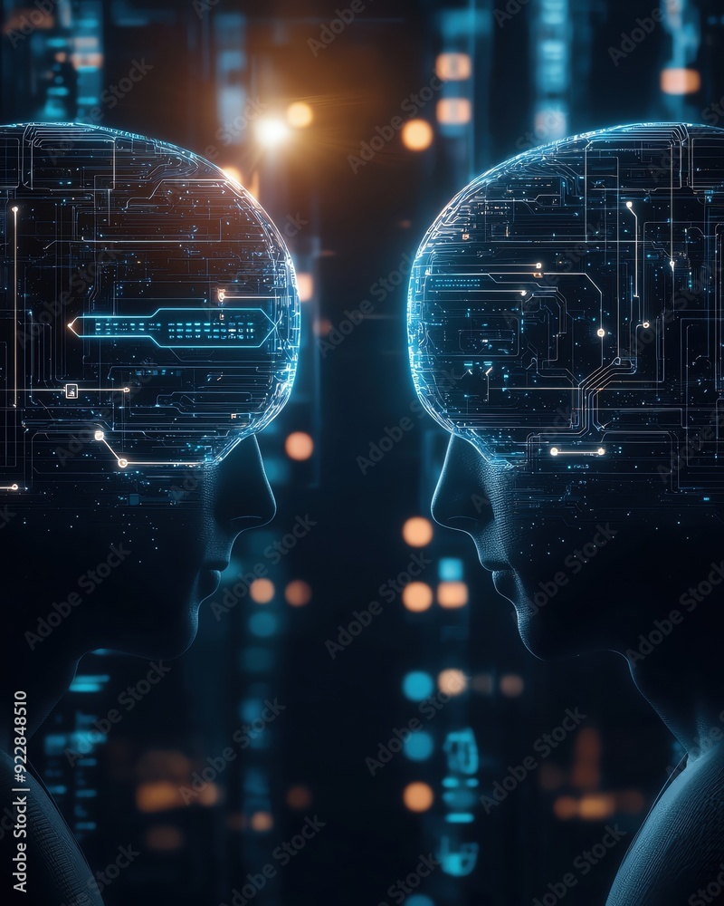 Futuristic concept of artificial intelligence with digital brains and ...