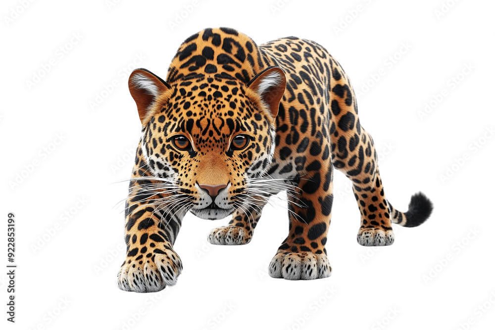 Cute Leopard Stalking: A leopard in a crouching, stalking pose against ...