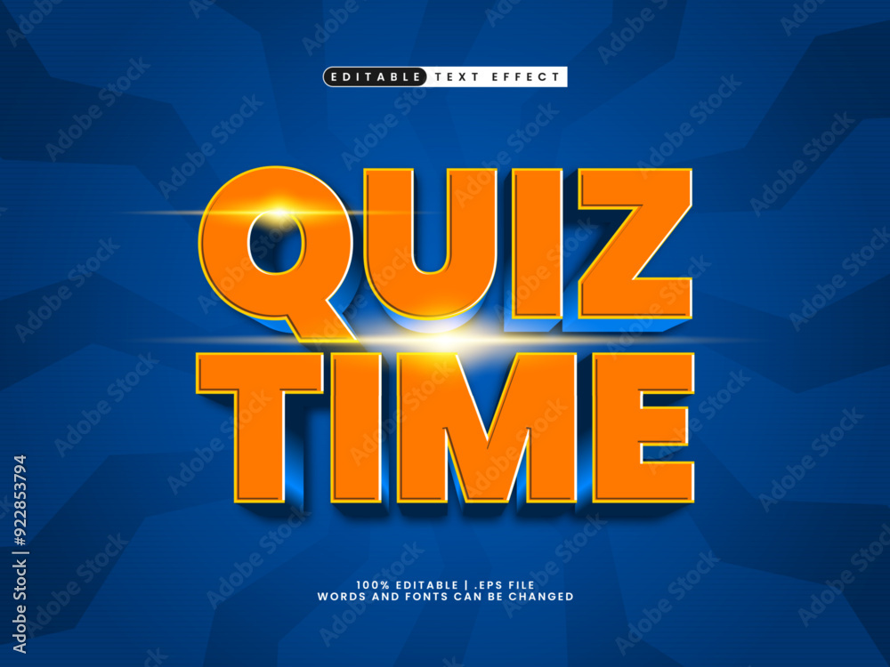 quiz time editable text effect in modern and clean text style Stock ...