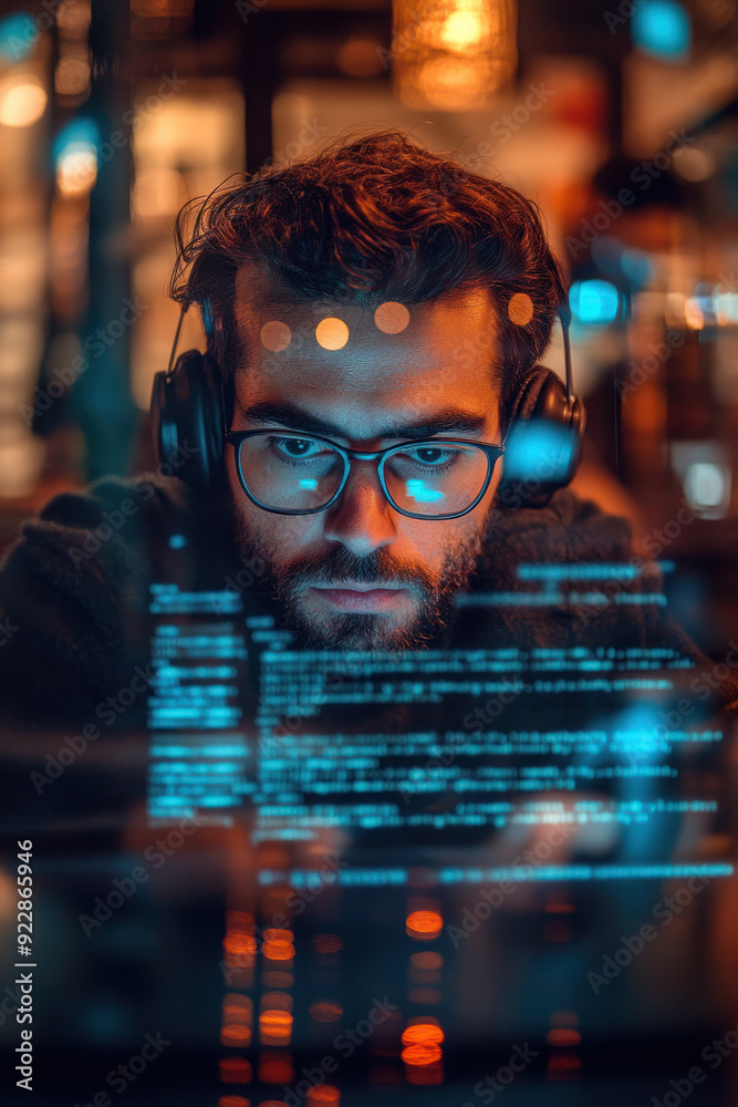 Ethical hacking, An ethical hacker using a laptop in a coffee shop ...