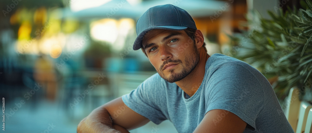 Baseball cap mockup, Confident male model sporting a contemporary ...