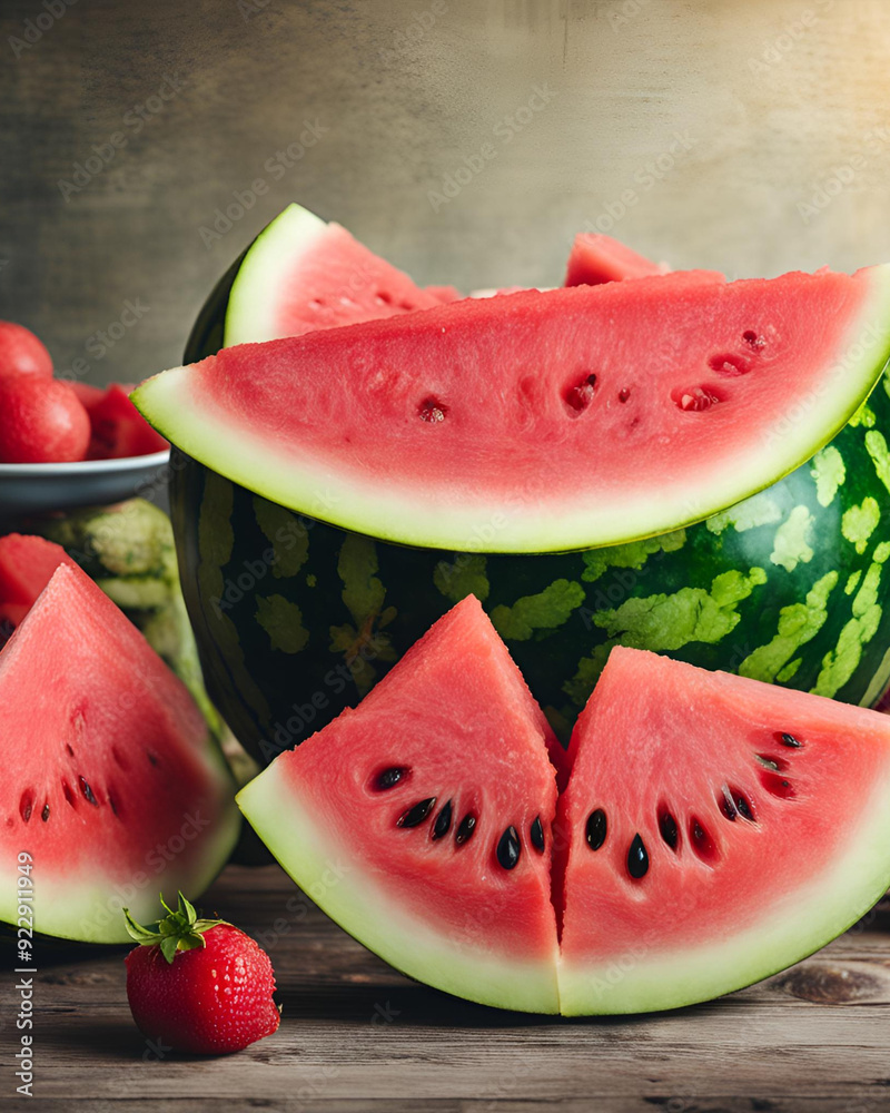 watermelon, fresh fruit, ripe watermelon, watermelon slices, juicy ...