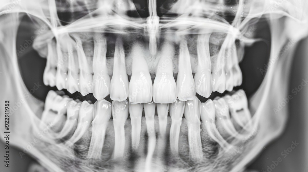 This detailed dental x ray image showcases the comprehensive anatomy of ...