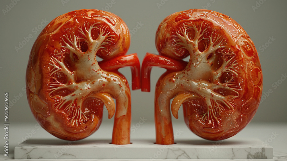 Two realistic healthy human kidneys in white background. Wallpaper ...