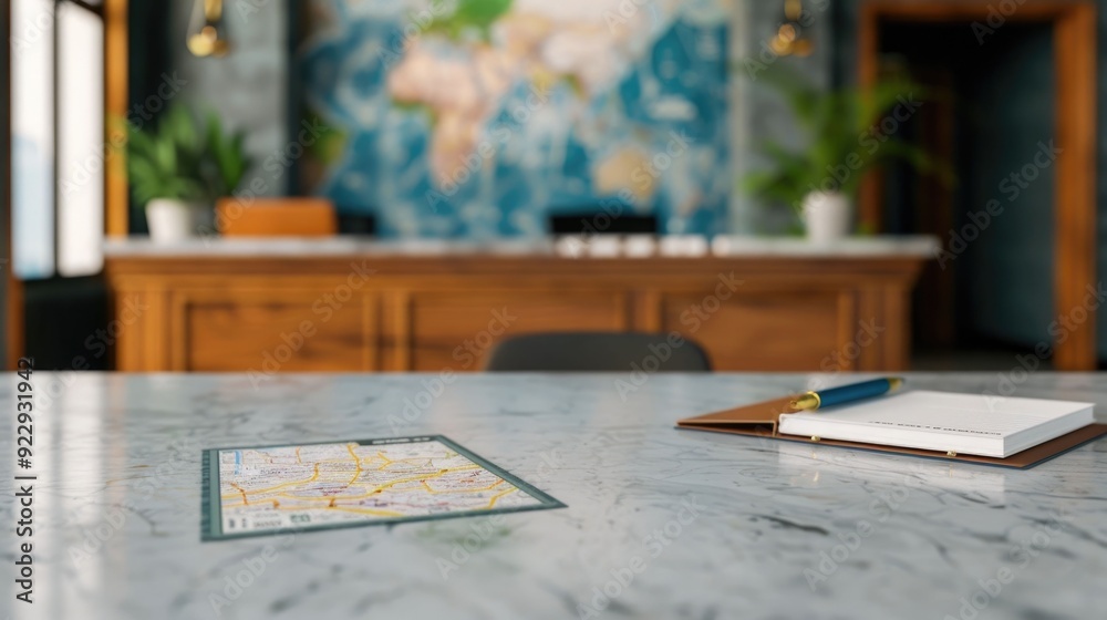 Cozy Tourist Check in Desk with Maps and Brochures in Modern Office ...