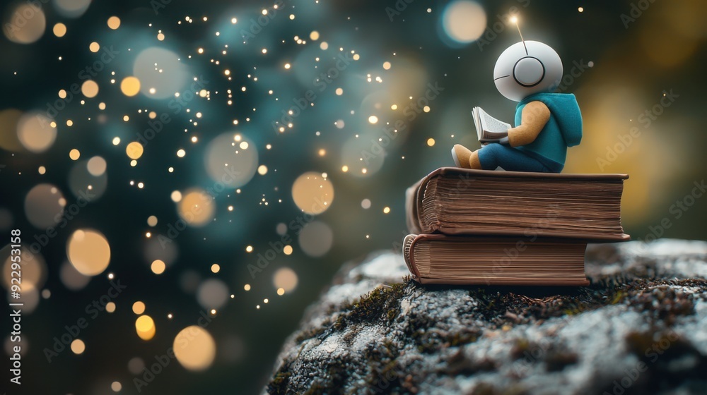 3D digital library with search bots organizing floating books ...