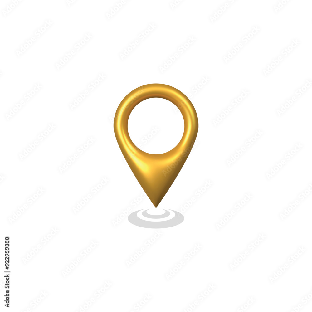 location icon mark. Realistic 3d golden Locate pin gps map design png ...