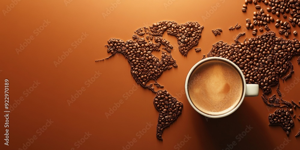 Global Bean Buzz: Coffee Cup with a World Map Illustration Celebrating ...