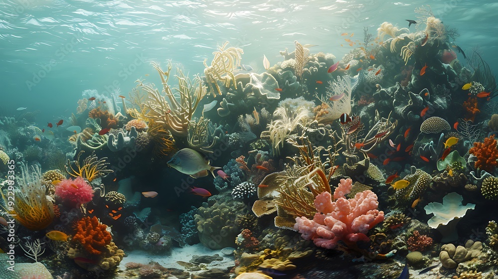 Authentic scene of dying coral in the enormous reef proving an array of ...