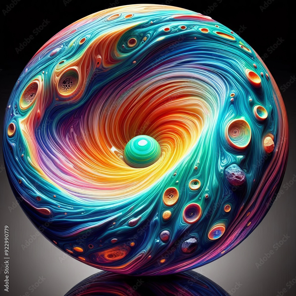 Phobos' Glass Crater A vibrant glass sculpture of a crater on P Stock ...