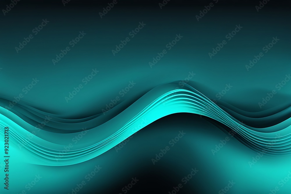 "Abstract digital waves in shades of teal and cyan, with a gradient ...