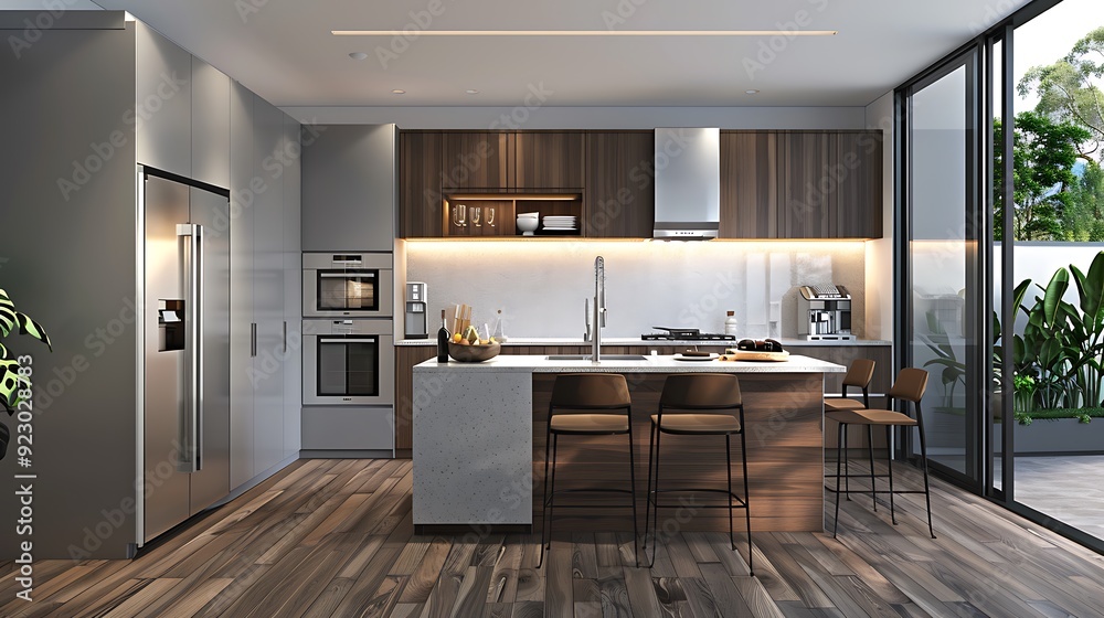 Classy modern kitchen in a modern home with quartz counters a clean new ...