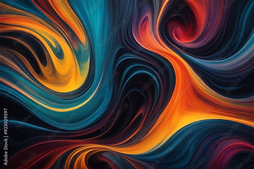 "Abstract waves of color flowing across the canvas, with a mix of ...