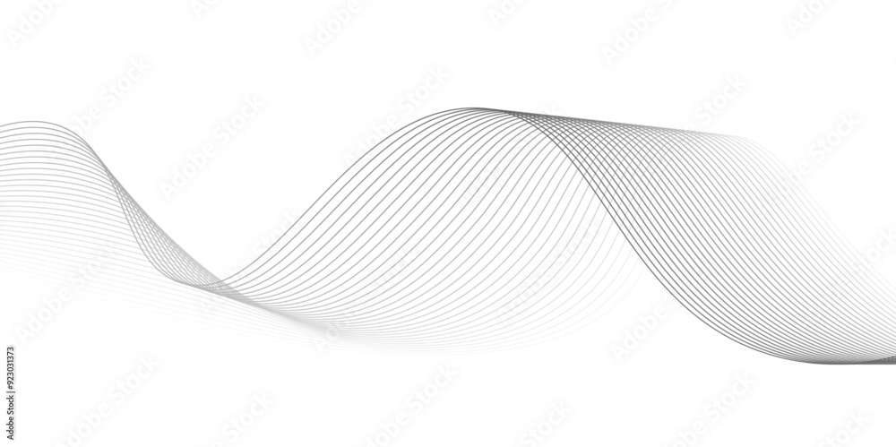 Abstract grey wave lines on transparent background. Grey wave swirl ...
