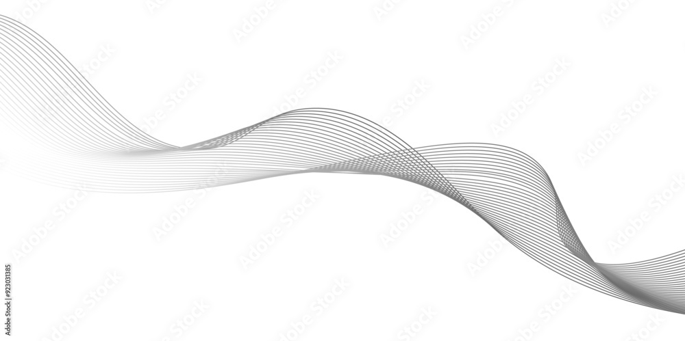 Abstract grey wave lines on transparent background. Grey wave swirl ...