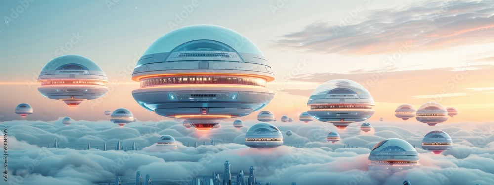 Sky-high floating command centers with advanced technology, sky-high ...