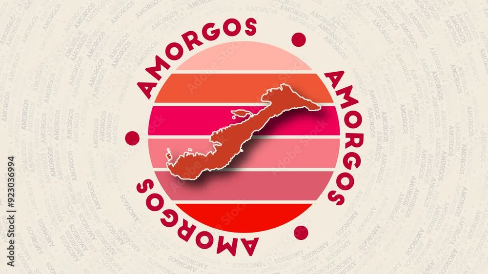 Amorgos logo intro. Badge with the circular name and map of island ...