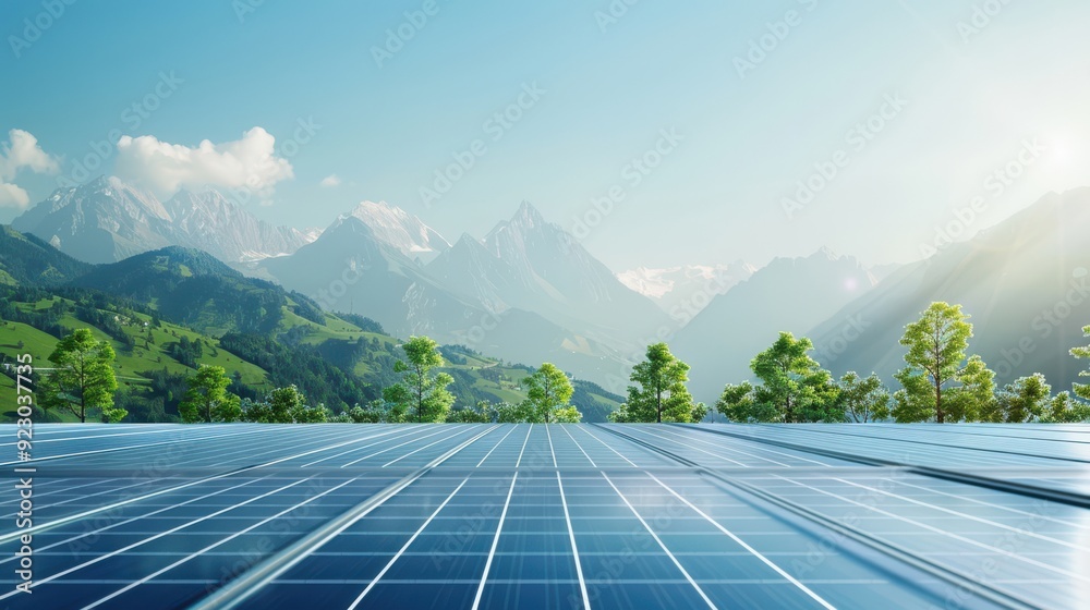 Solar panel array on a commercial building, renewable energy and green ...