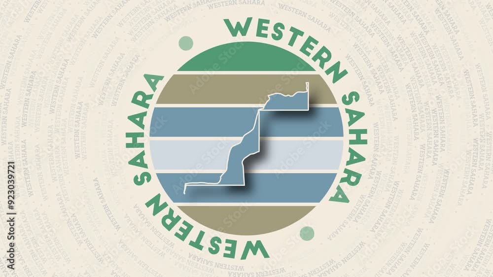 Western Sahara logo intro. Badge with the circular name and map of the ...