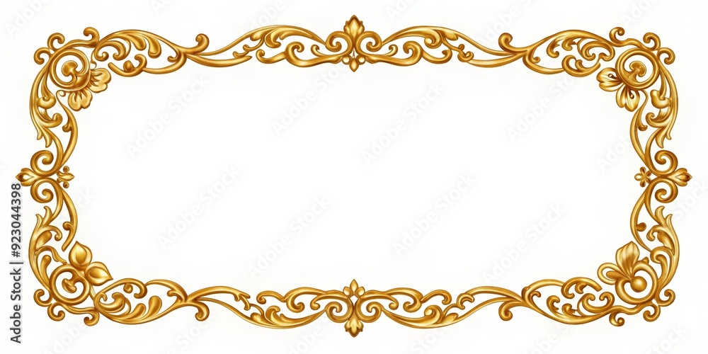 Gold symmetrical border design on white background, gold, symmetrical ...