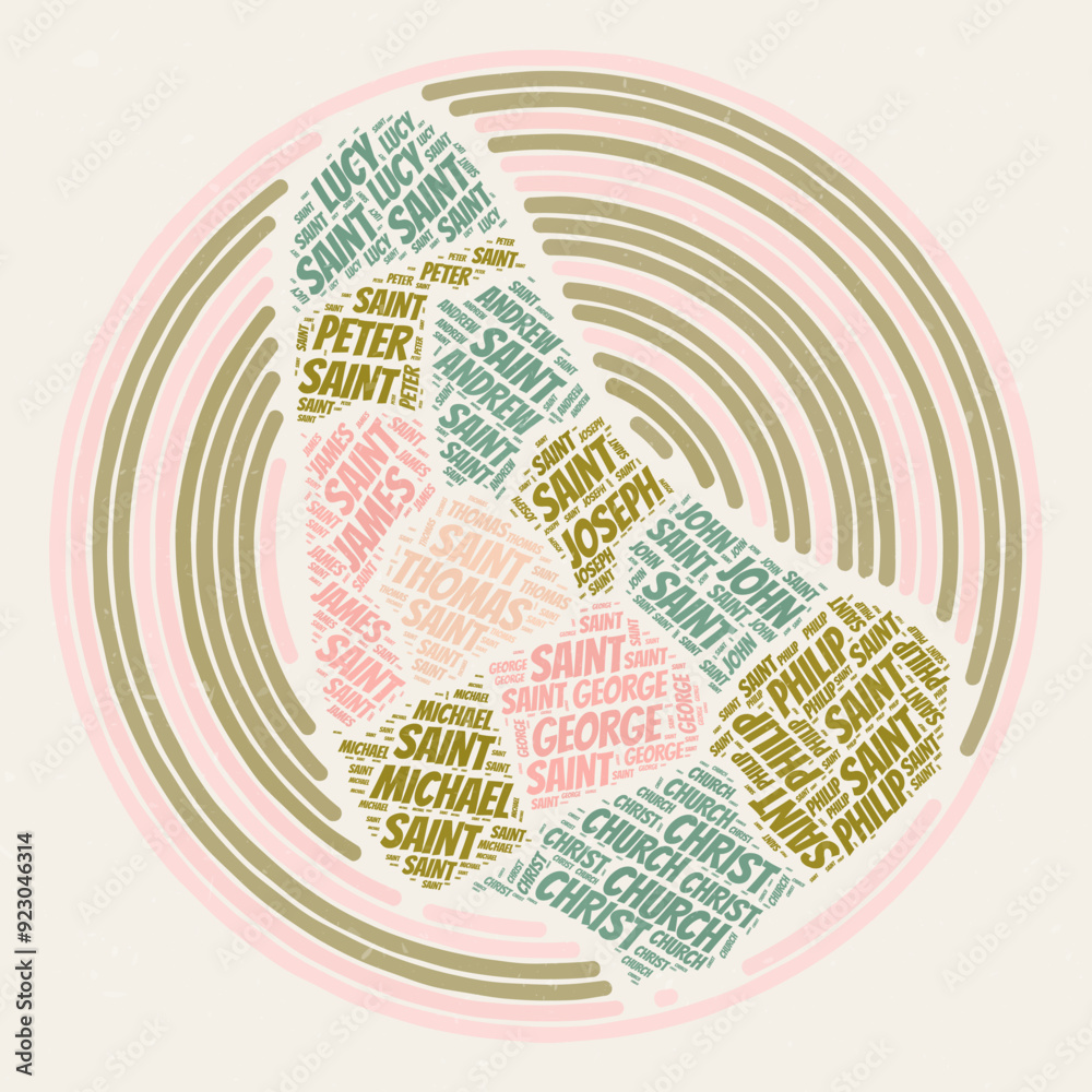 Barbados Round Poster. Typography style image of Country. Regions word ...