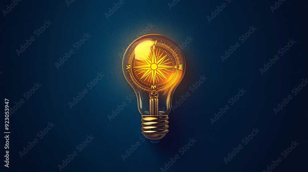 A light bulb with a compass inside, symbolizing how insight guides ...