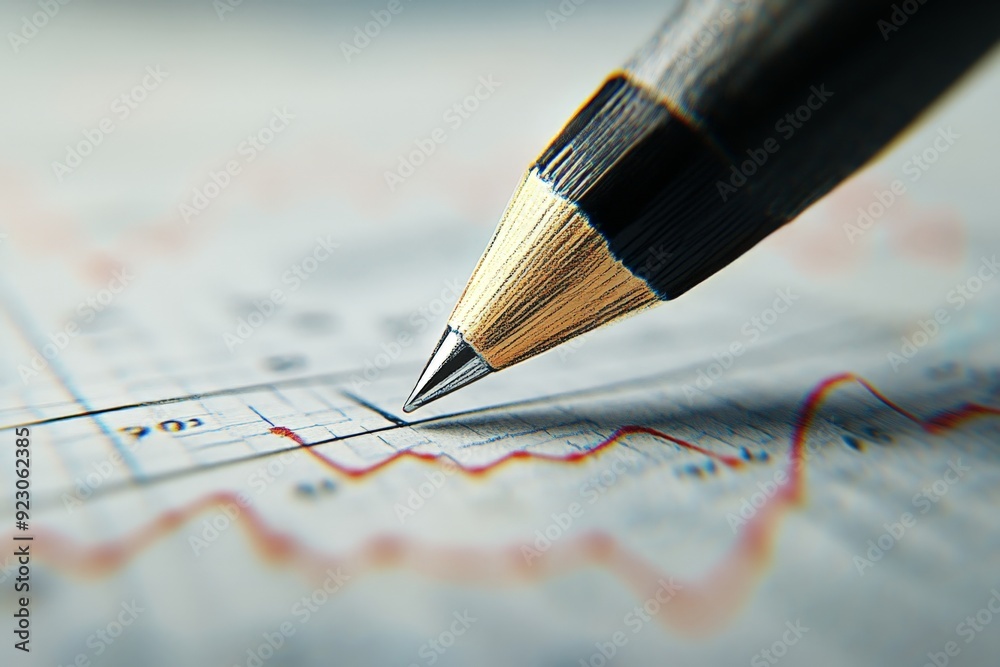 Marketing strategy graph with 3D realistic look and pencil sketch lines ...