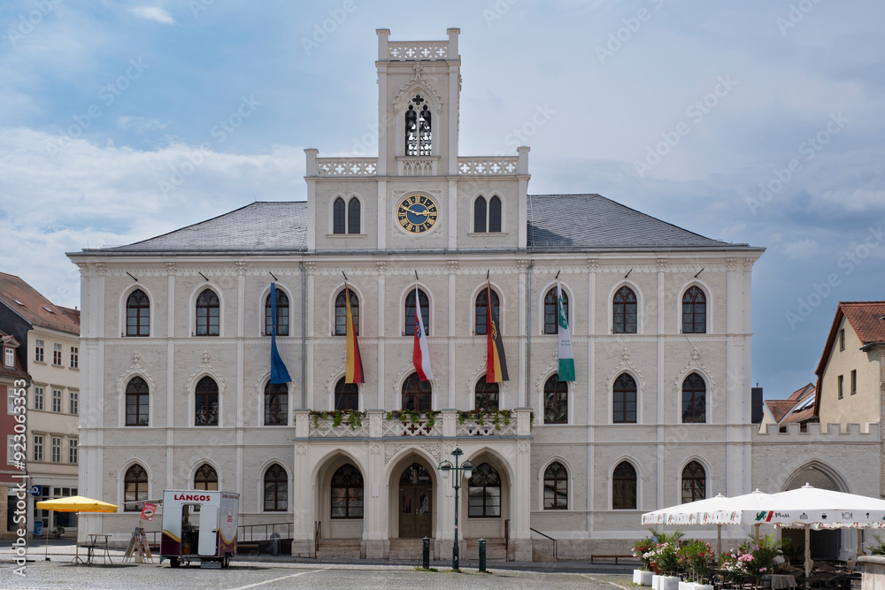 Weimar Town Hall in the center of the German city of Weimar on the main ...
