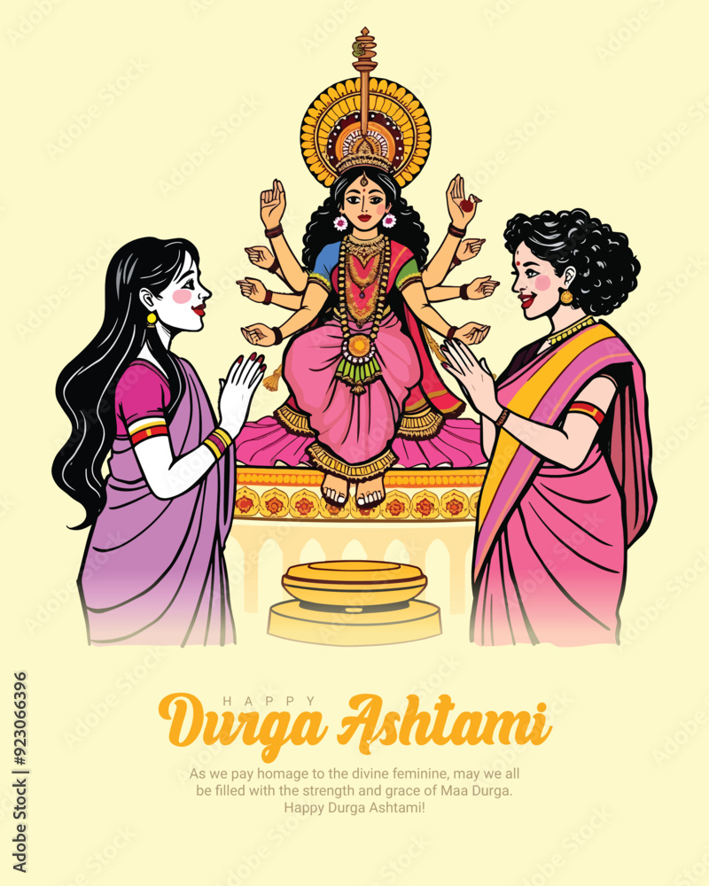 Happy durga Ashtami social media post banner template Stock Vector ...