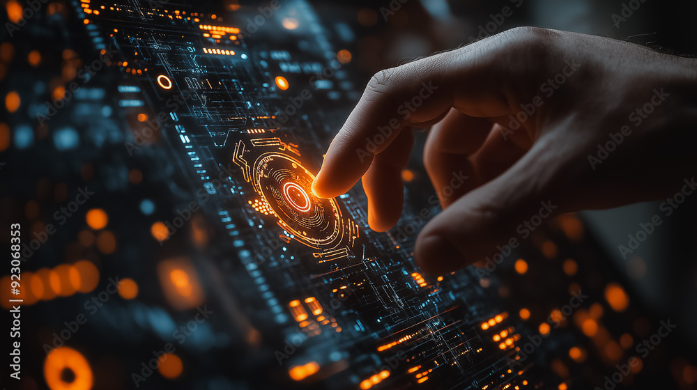 Businessman presenting digital identification card, digital ID concept ...