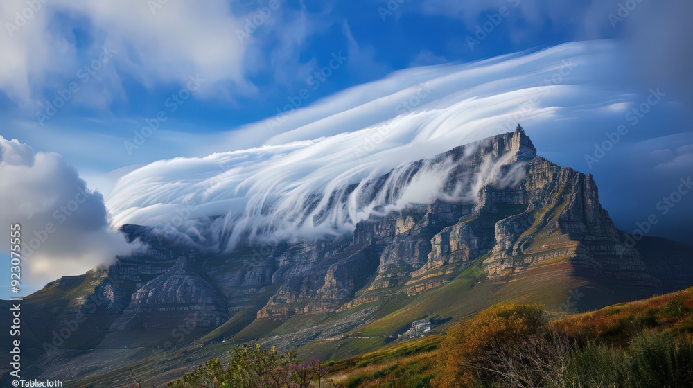 Table Mountain under a blanket of clouds, with the famous "Tablecloth ...