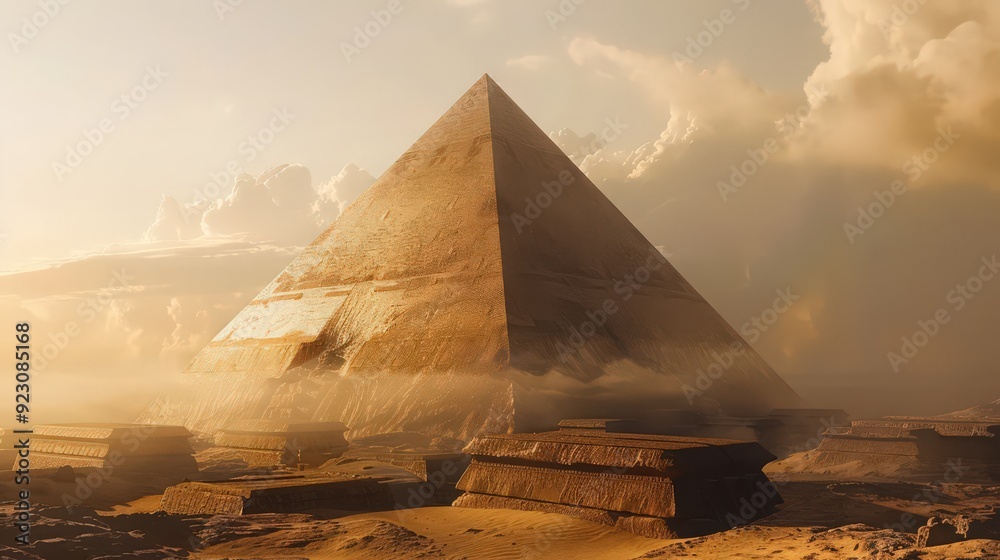 The Pyramid of Khafre with its distinctive casing stones, showcasing ...