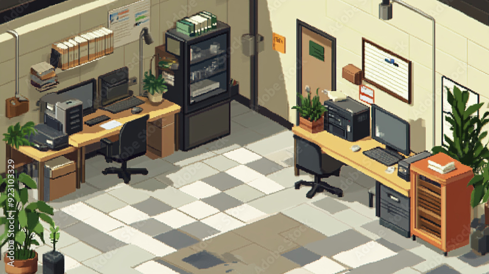 2d pixel art of interior of office Stock Illustration | Adobe Stock