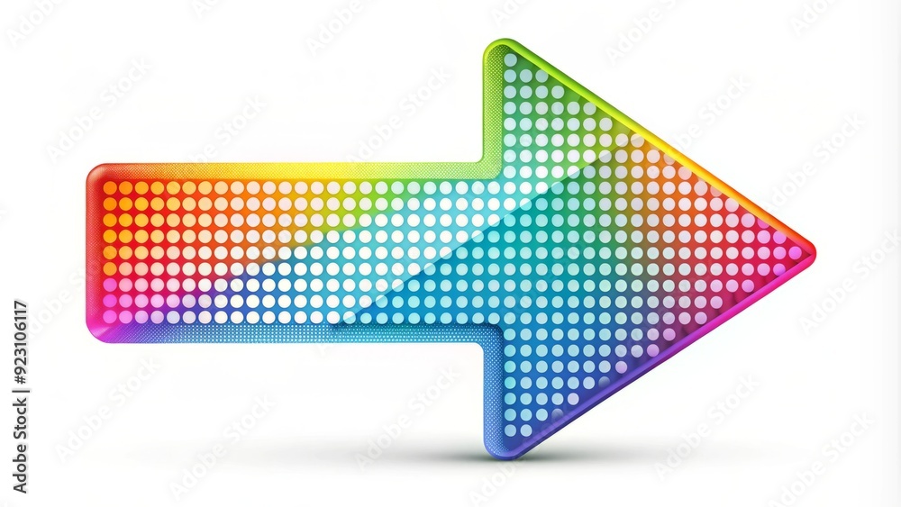 A colorful arrow icon with a dotted line outline, indicating drag and ...