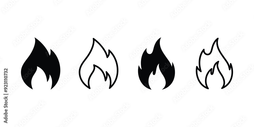 Fire icons vector. Fire sign and symbol. Fire flame symbol. Flame icon ...