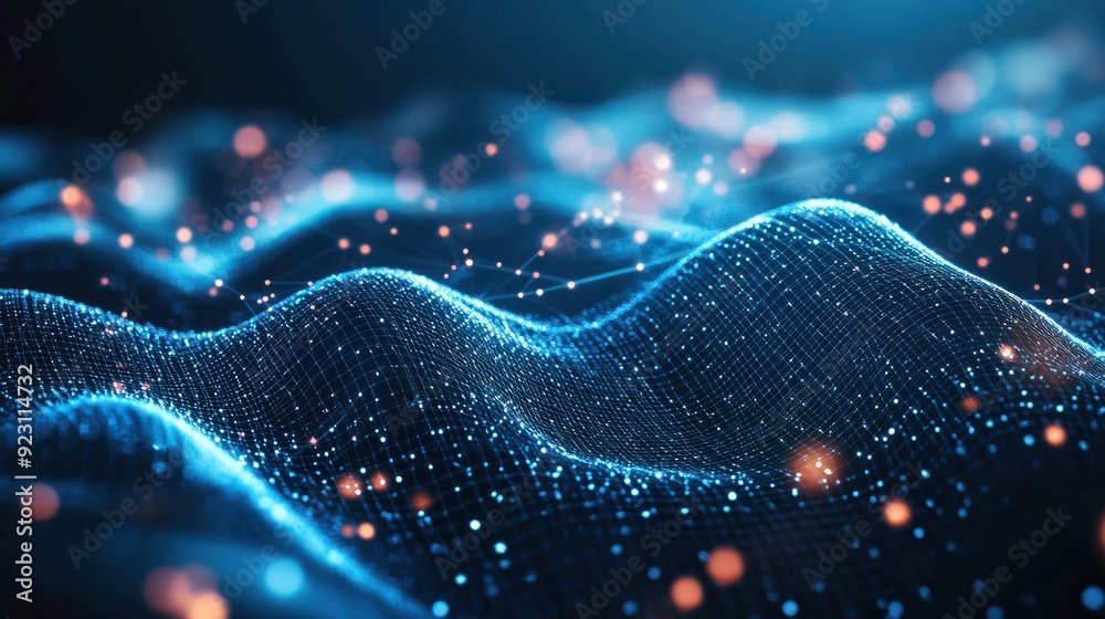 Abstract line waves, Digital waves, Business graph waves and technology ...