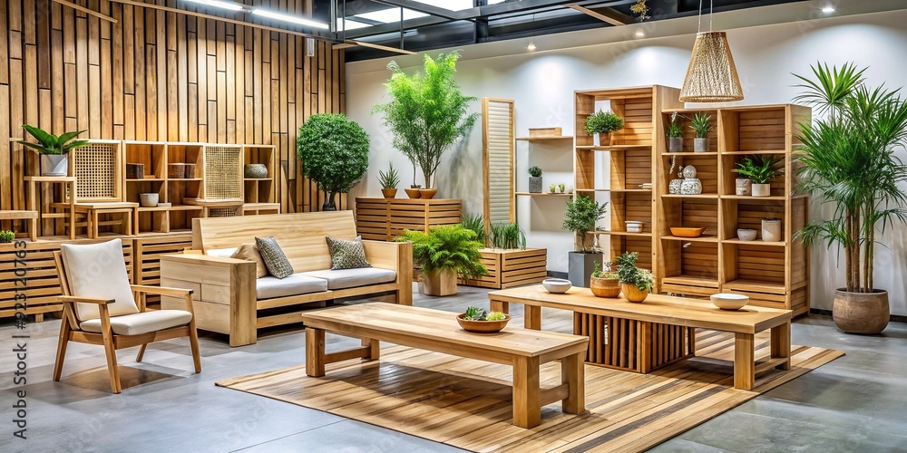 Elegant display of certified sustainable wood products, including ...
