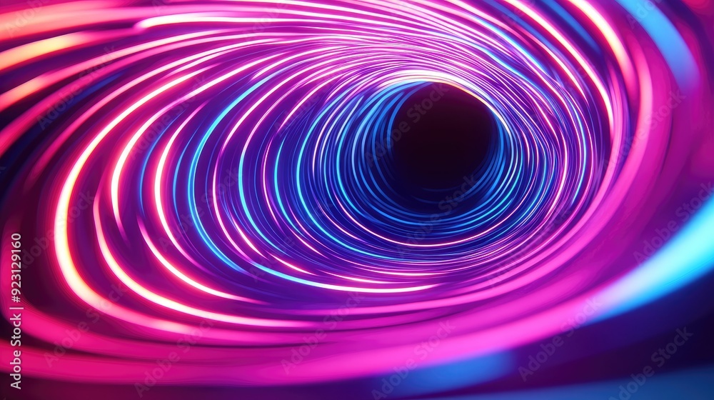 Striking neon techno sinkhole with vibrant line-striped patterns ...
